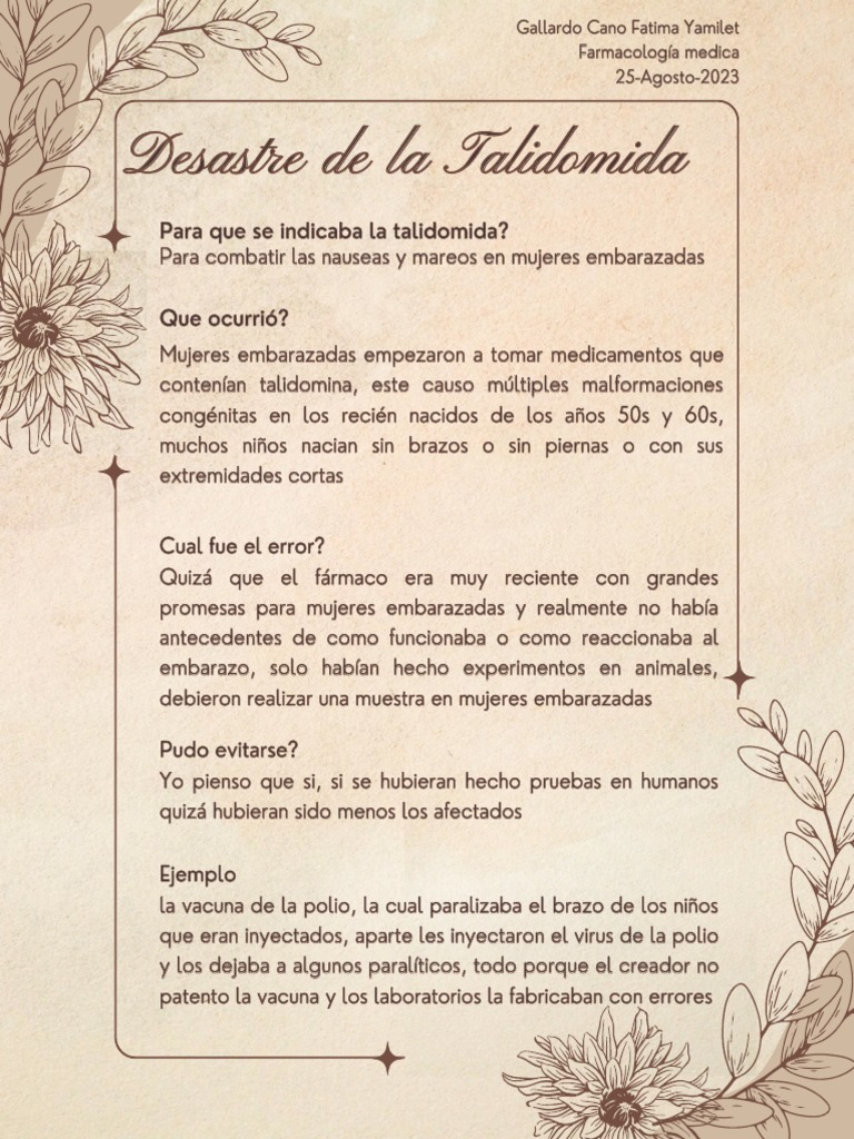 Nauseas y mareos en el embarazo: Talidomida | PDF | Relaciones ...