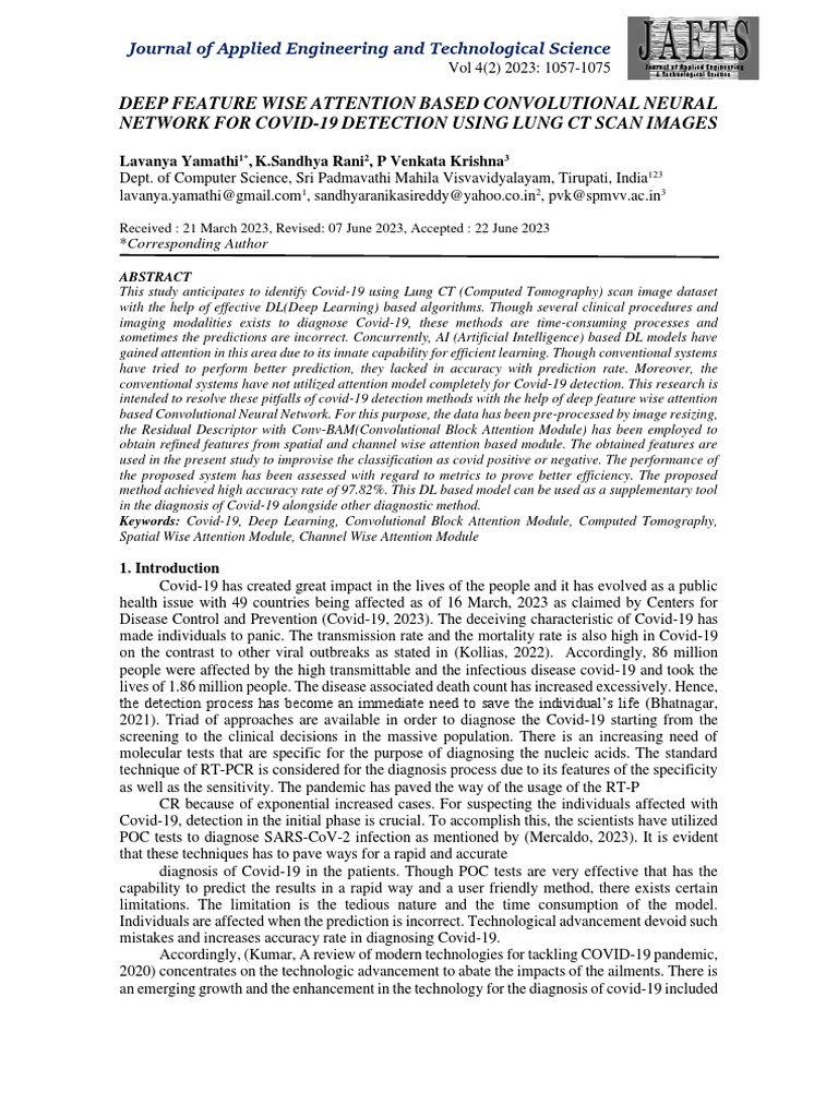 Deep Feature Wise Attention Based Convolutional Ne | PDF | Deep Learning | Ct Scan