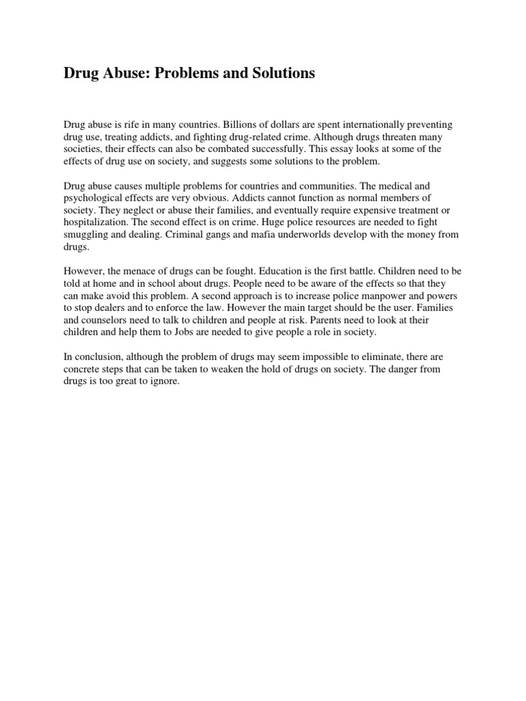 Combating Drug Abuse: Causes and Solutions | PDF