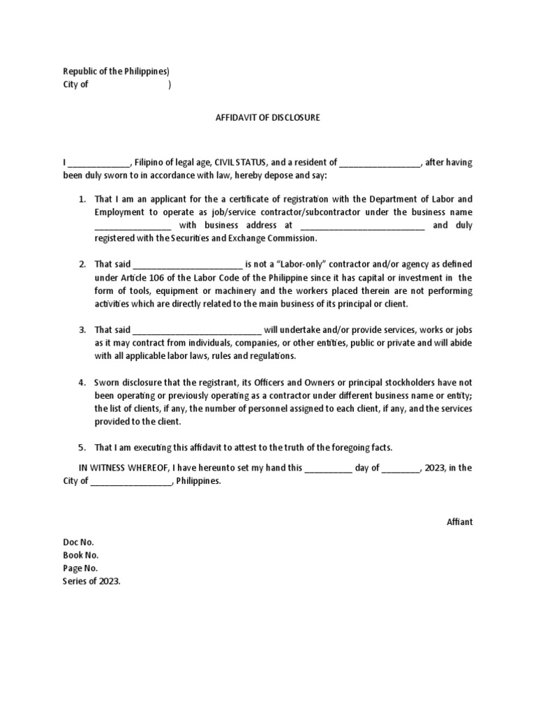 DOLE Sworn Disclosure 174 | PDF