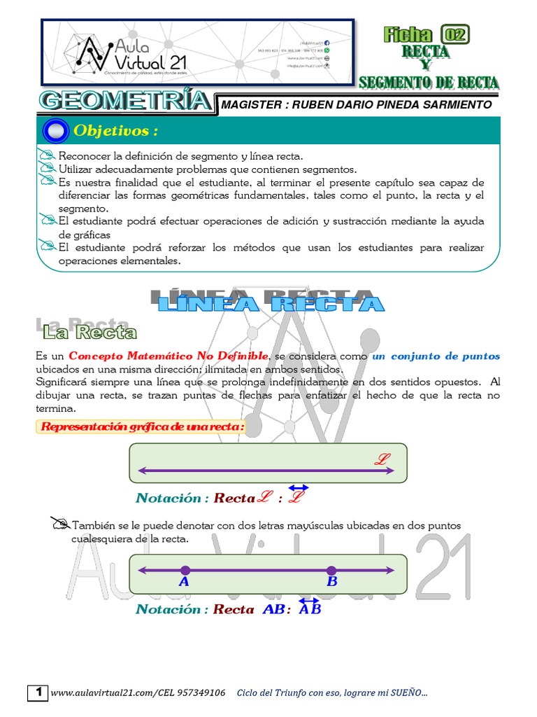 02 Recta y Segmento de Recta Ejercicos | PDF | Línea (geometría ...
