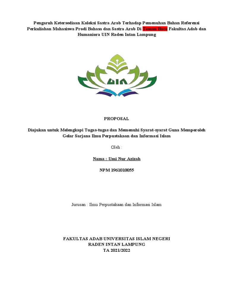 PROPOSAL SKRIPSI Umi Nur Azizahh | PDF