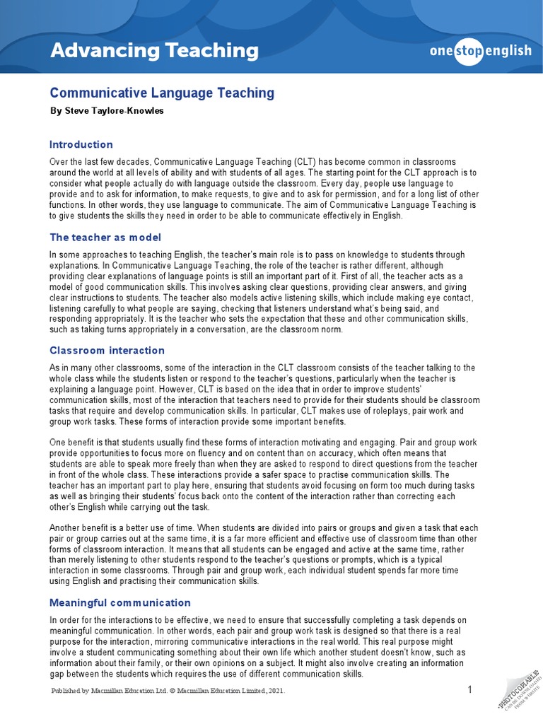 GS Communicative Language Teaching | PDF | Teachers | Human Communication