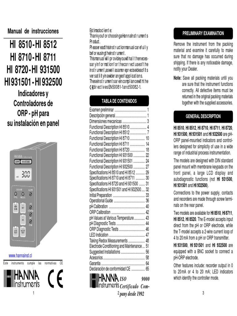 Manual Phmetro | PDF | Ph | Chemistry