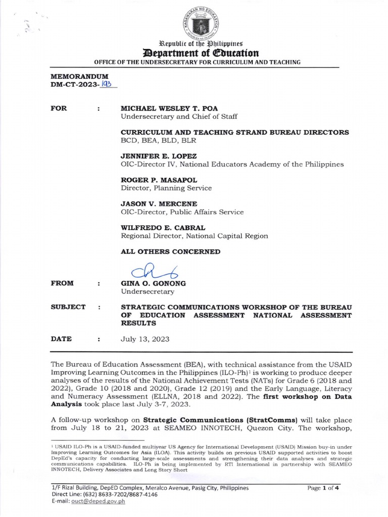 DM CT 2023 193 Strategic Communications Workshop of The BEA National ...