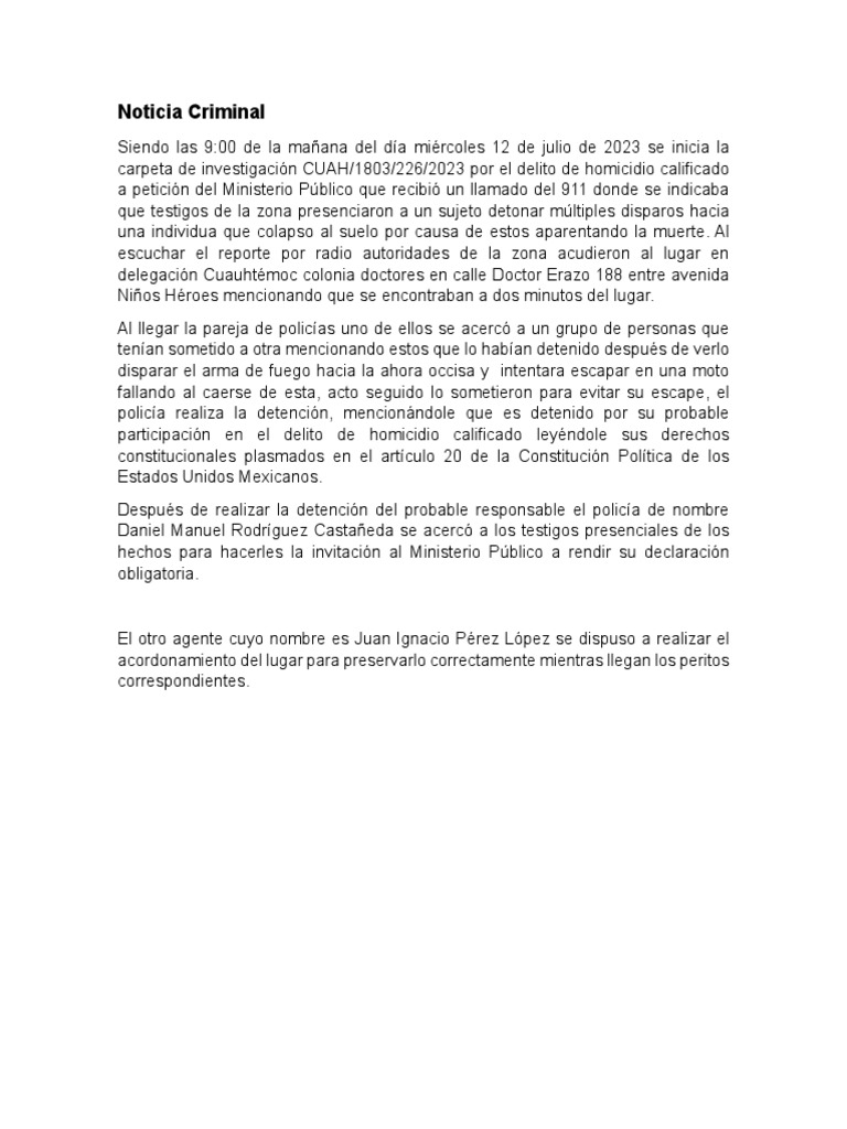 Carpeta de Investigación | PDF | Mandato | Crimen y violencia