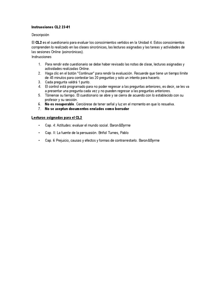 CL2 2023-1 Instrucciones y Lecturas PDF | PDF