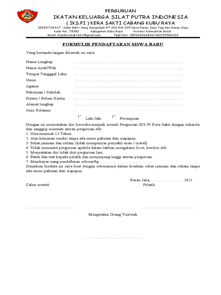 Formulir Pendaftaran Isswa Baru Iks | PDF | Karier & Perkembangan ...