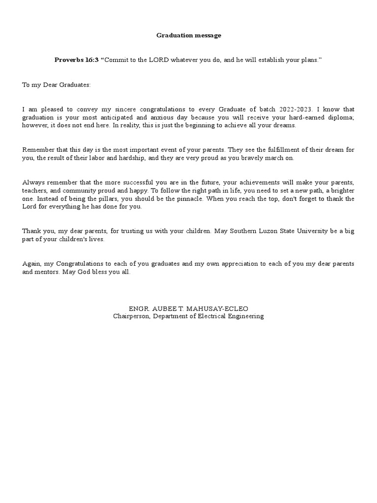 Graduation Message | PDF