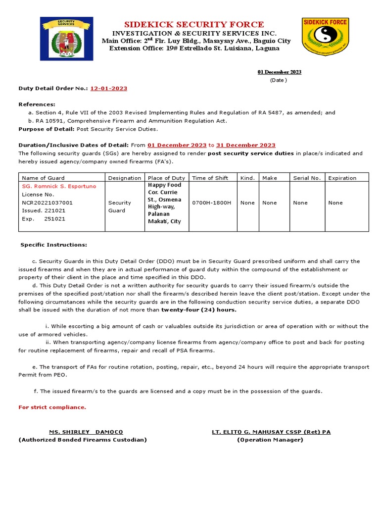 Sidekick Security Force | PDF | Security Guard | Common Law