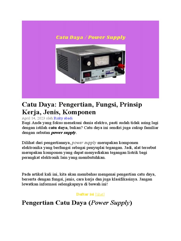 Catu Daya | PDF