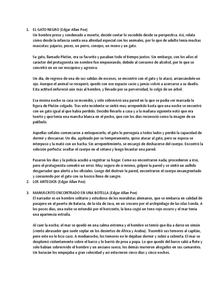 El Gato Negro | PDF | Edgar Allan Poe | El Cuervo