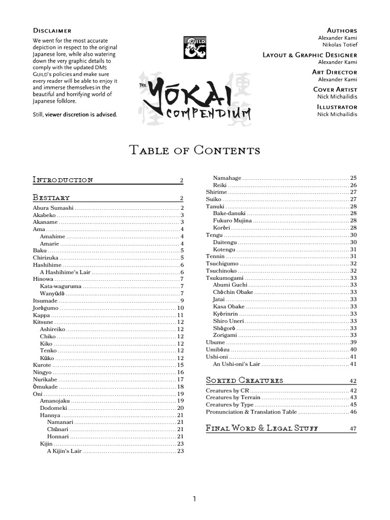 The Yokai Compendium | PDF