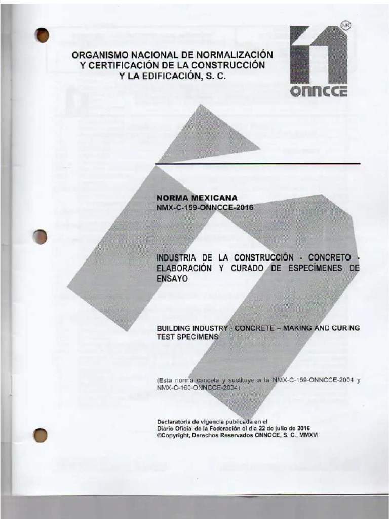 NMX C 159 Onncce 2016 - Curado | PDF