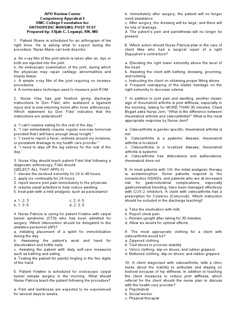 Ortho DR Legaspi Dipolog Final | PDF | Osteoarthritis | Rheumatoid Arthritis