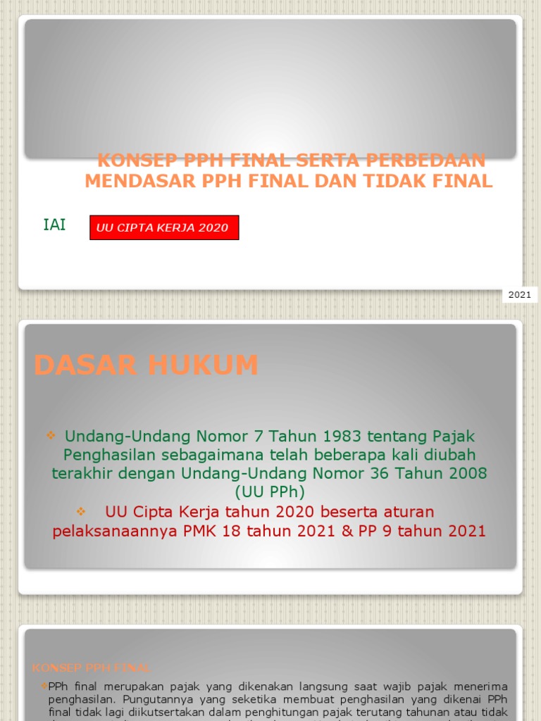 A. Konsep PPH Final Dan Perbedaan Mendasar PPH Final & Tidak Final-Iai | PDF
