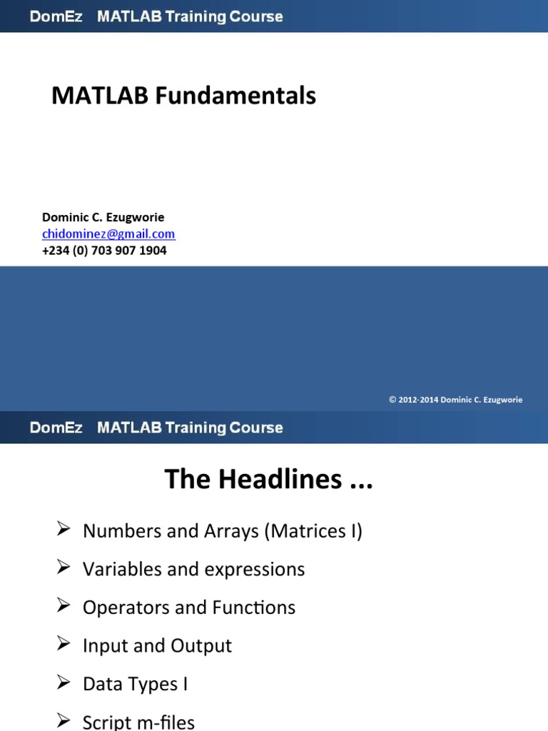 BasicMDL 2 Fundmtls | PDF | Matrix (Mathematics) | Matlab