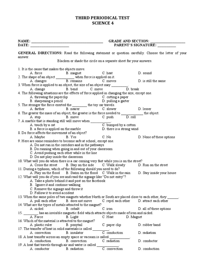 Third Periodical Test in Science 4 | PDF | Light | Reflection (Physics)