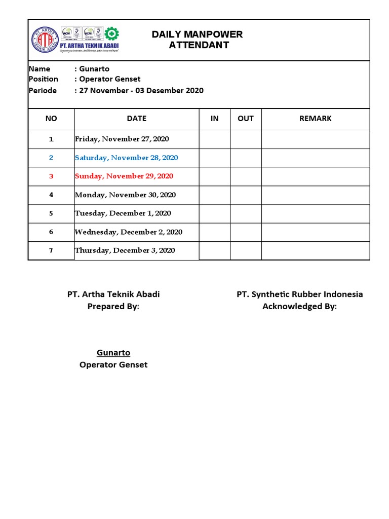 Daily Attendance | PDF