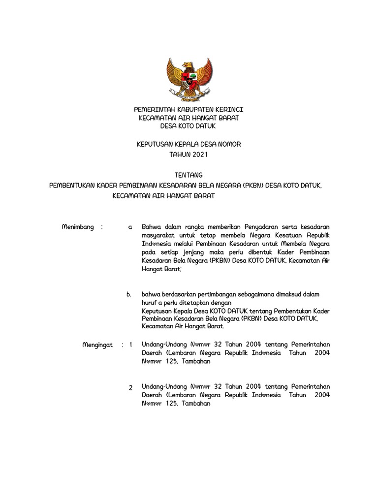 SK PKBN (Pembinaan Kesadaran Bela Negara) | PDF