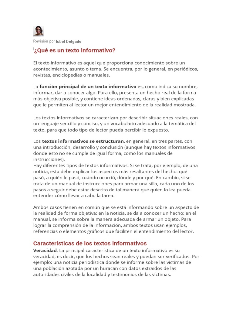 Los Textos Informativos | Descargar gratis PDF | Verdad | Información