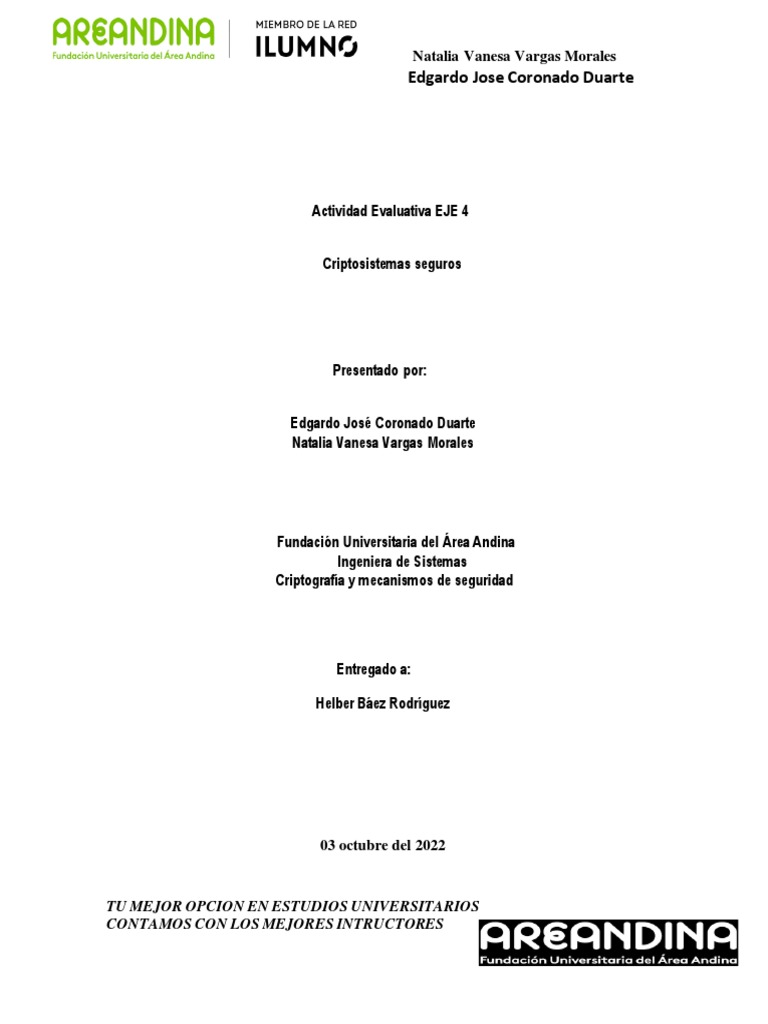 Actividad Evaluativa Criptografia Eje 4 | PDF | Clave (criptografía) | Cifrado