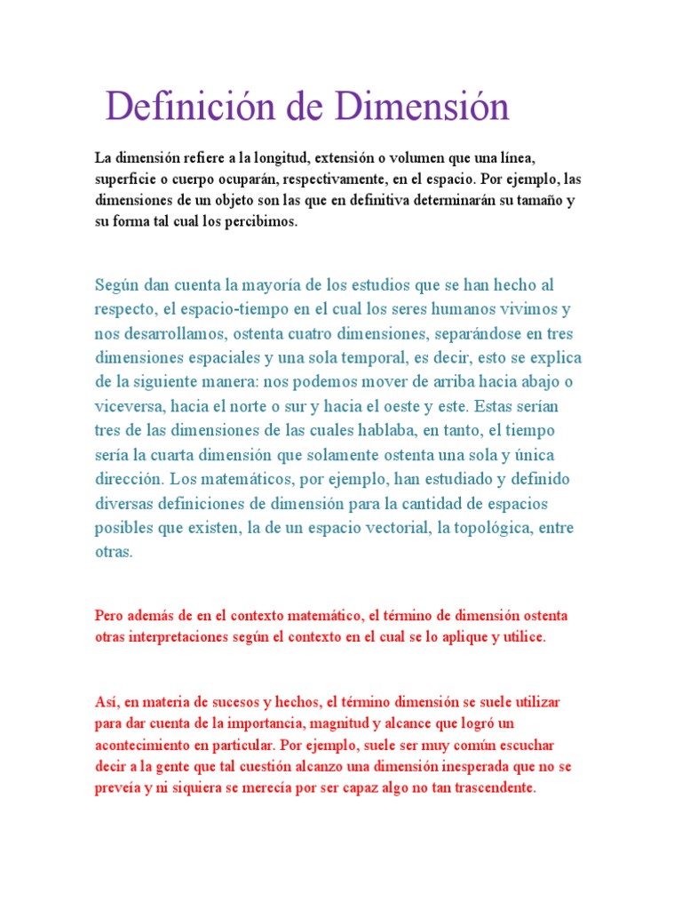 Definición de Dimensión en Contextos | PDF | Filosofía