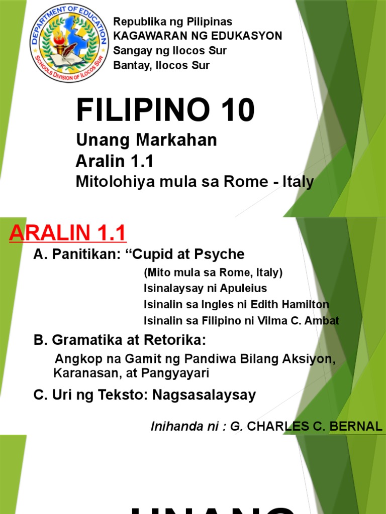 Filipino 10 Aralin 1.1 | PDF