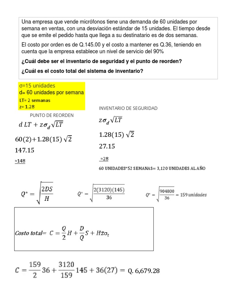 Ejecicio Modelo de Inventario de Revision Continua | PDF Ejecicio Modelo de Inventario de Revision Continua | PDF