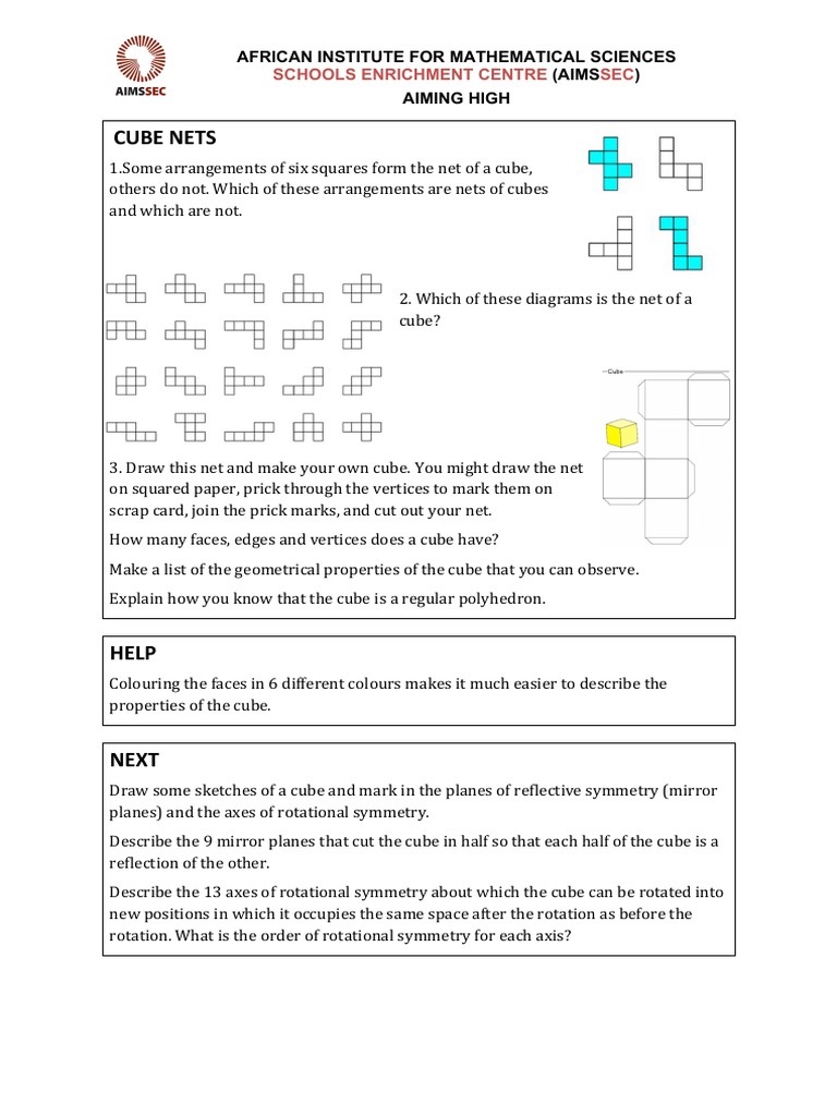 CUBE NETS Worksheet | PDF | Home & Garden