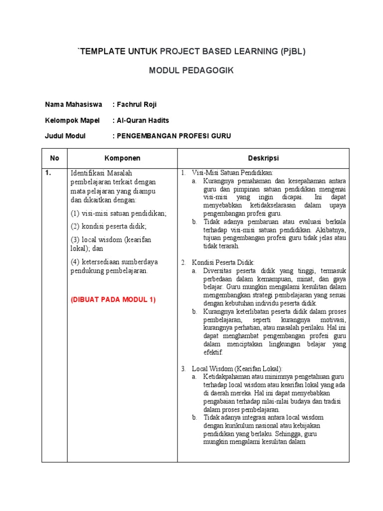 Pengembangan Profesi Guru PjBL | PDF | Karier & Perkembangan ...