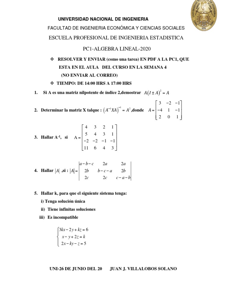 PC1 Alg Lin | PDF