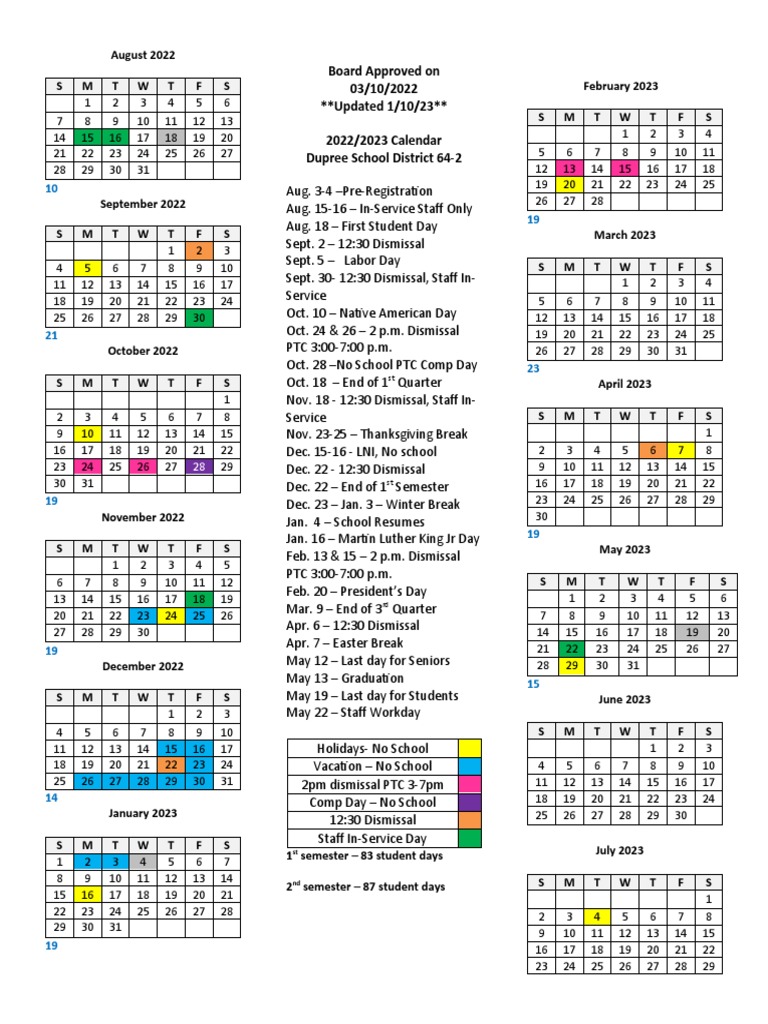 2022 2023 School Calendar W LNI Break | PDF