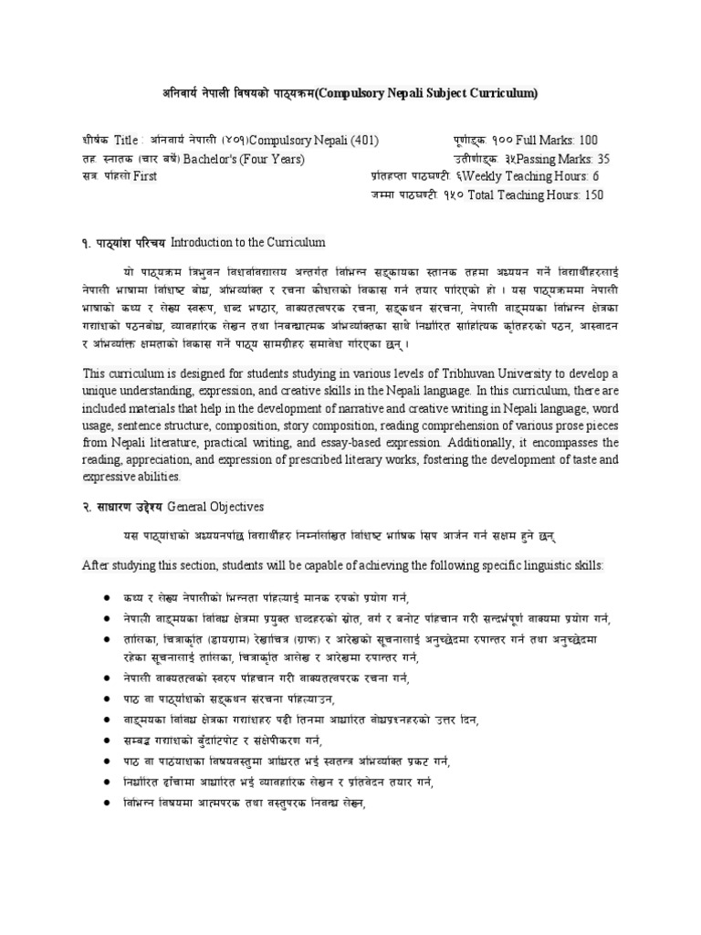 Nep 401 Compulsary Nepali | PDF | Human Communication | Writing