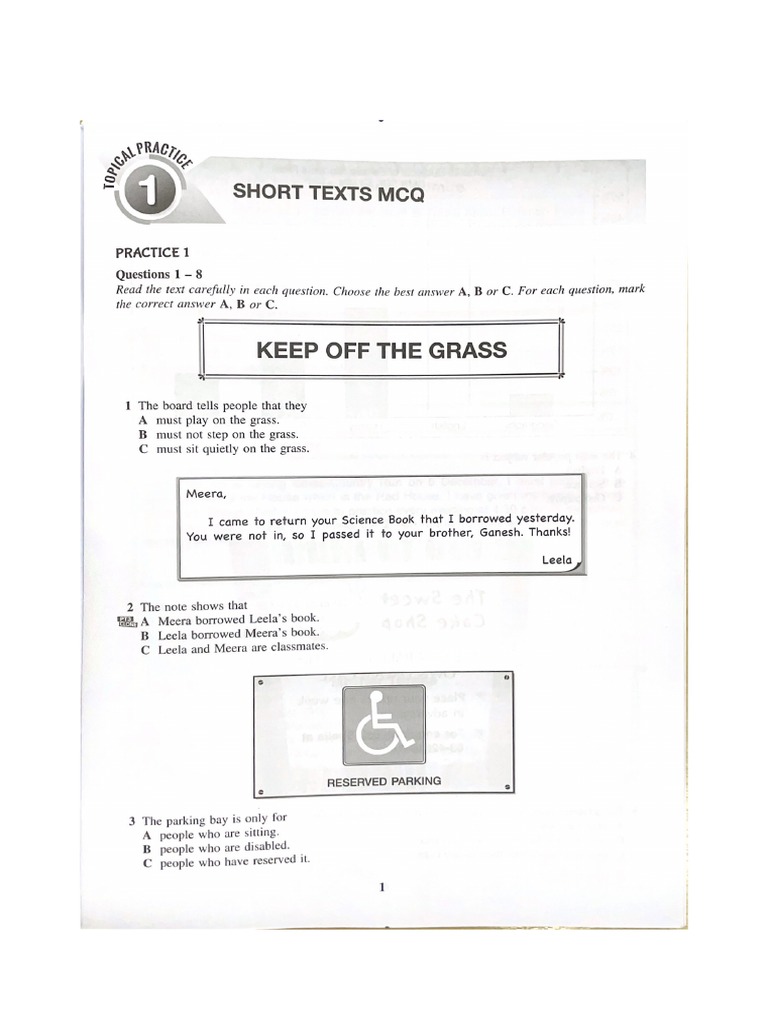Open Short Texts MCQ | PDF