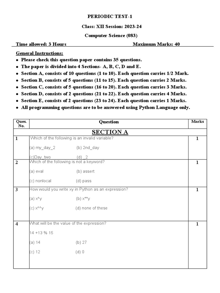 Computerscience Sqp Pdf Python Programming Language Function Mathematics