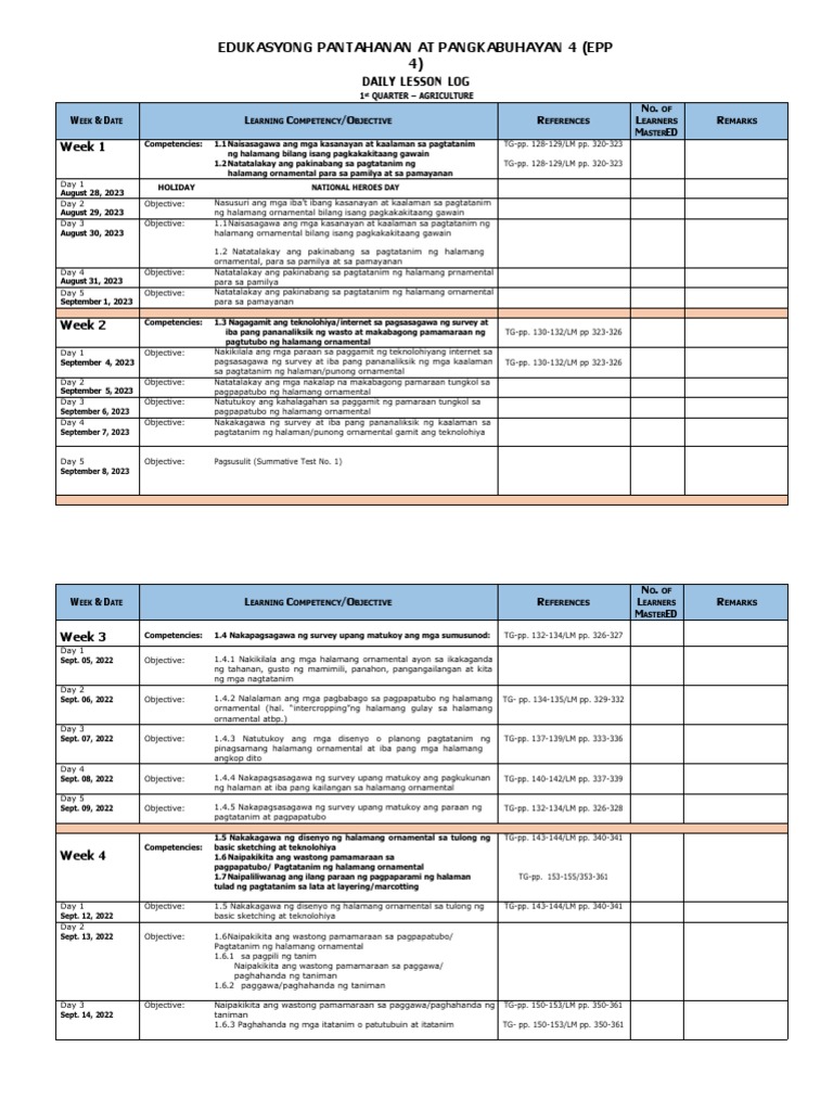 EPP4 DLL Q1 Agriculture-1 | PDF