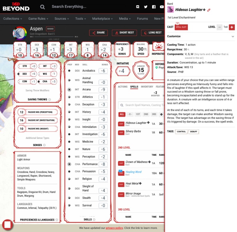 Aspen Character Overview | PDF