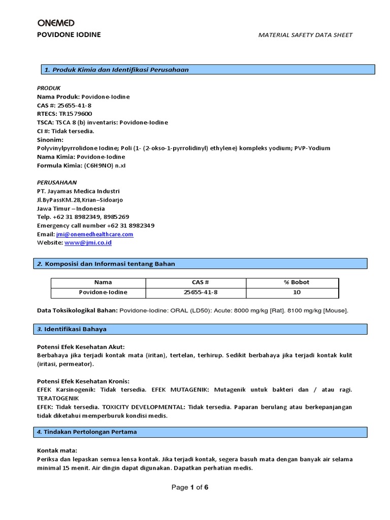 Msds Pov Iodine - Ind | PDF | Pengembangan Diri | Kesehatan Holistik