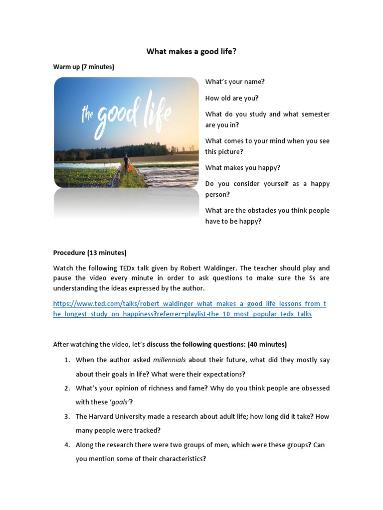 What Makes A Good Life | PDF