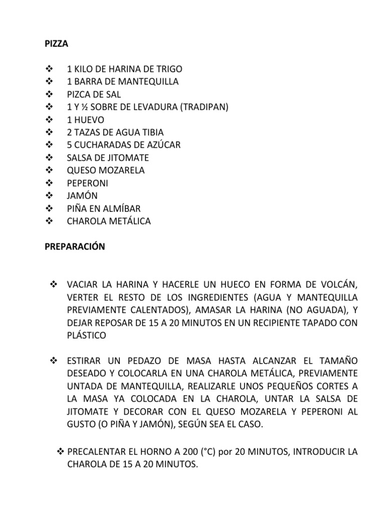 Elaboracion de Pizza | PDF