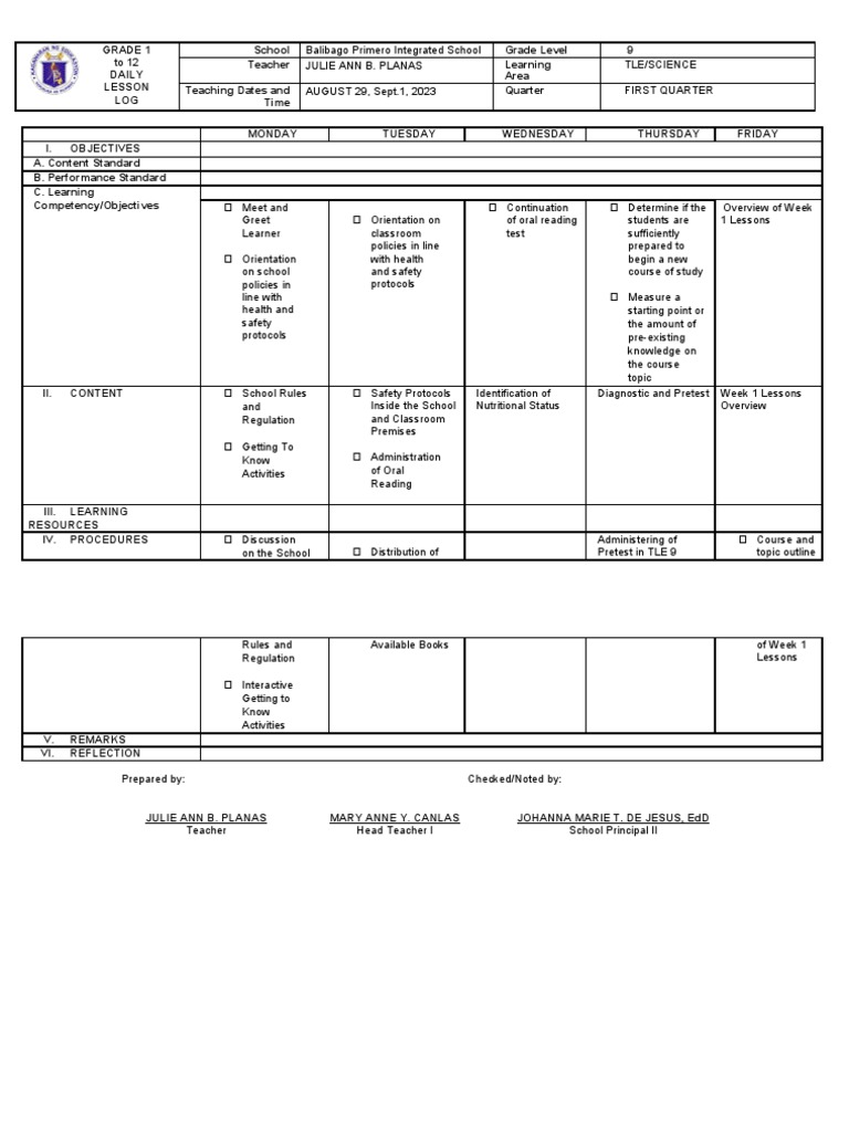 DLL Orientation | PDF | Teachers | Learning