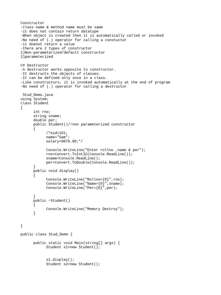 Constructor | PDF | Constructor (Object Oriented Programming) | Programming Constructor | PDF | Constructor (Object Oriented Programming) | Programming