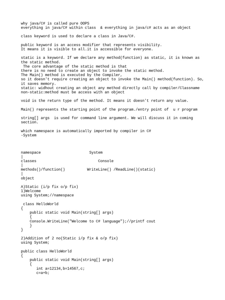 Basic Prg Pdf C Sharp Programming Language Method Computer Programming 3763