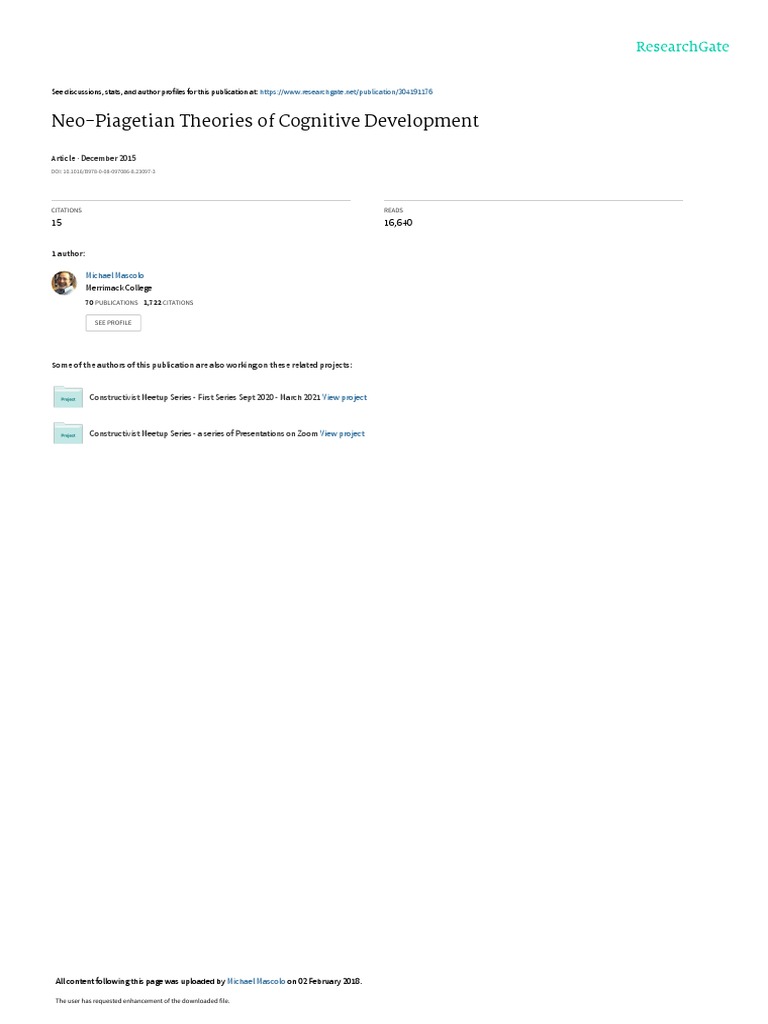 Mascolo 2015 Neo Piagetian Theoriesof Cognitive Development | PDF | Cognitive Development ...