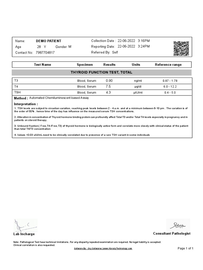 Thyroid Function Test Total | PDF