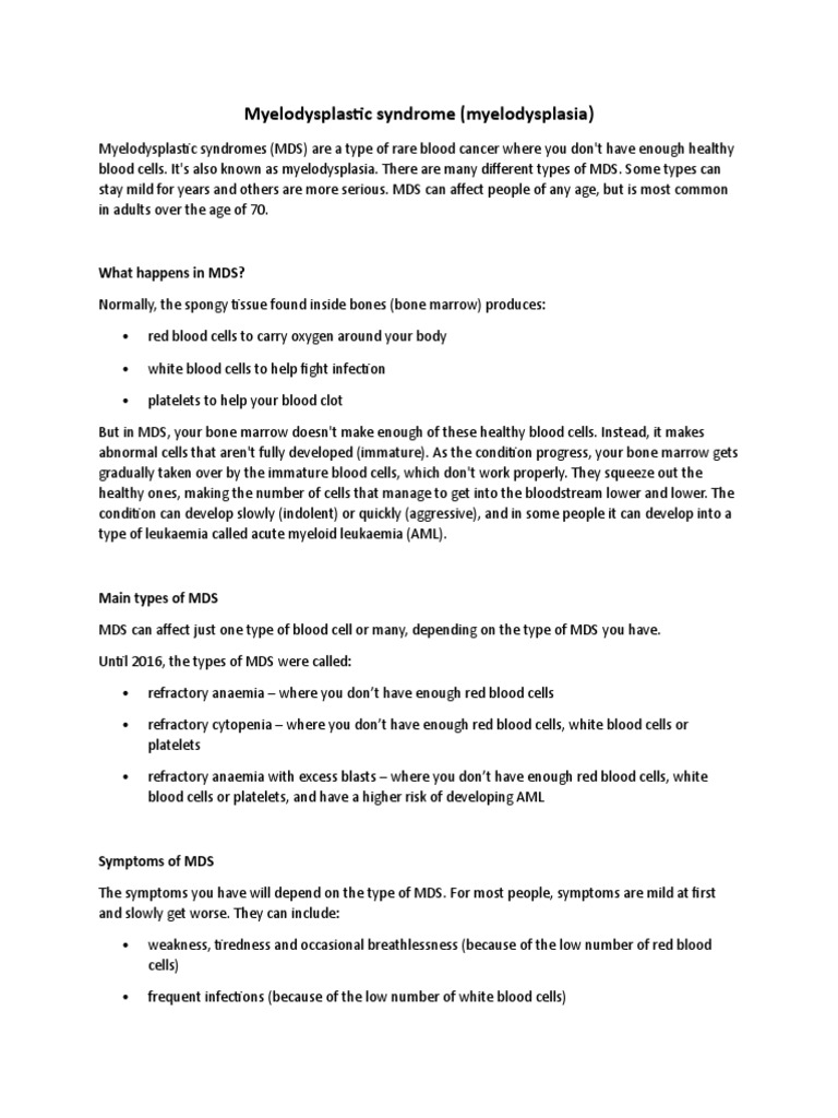 Myelodysplastic Syndrome | PDF
