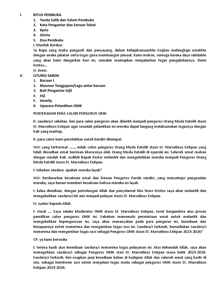 Pelantikan OMK | PDF