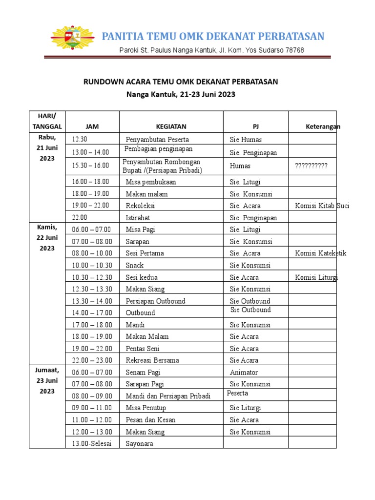 Run Down Acara | PDF