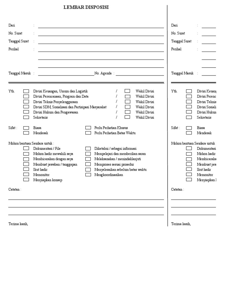Lembar Disposisi | PDF